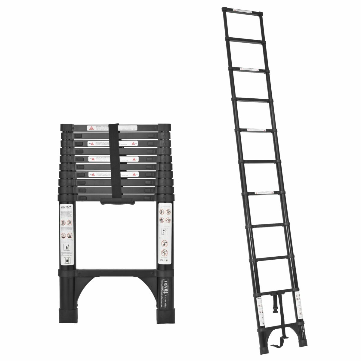 Black 3.2m Portable telescopic ladder with carry bag – TRA Australia