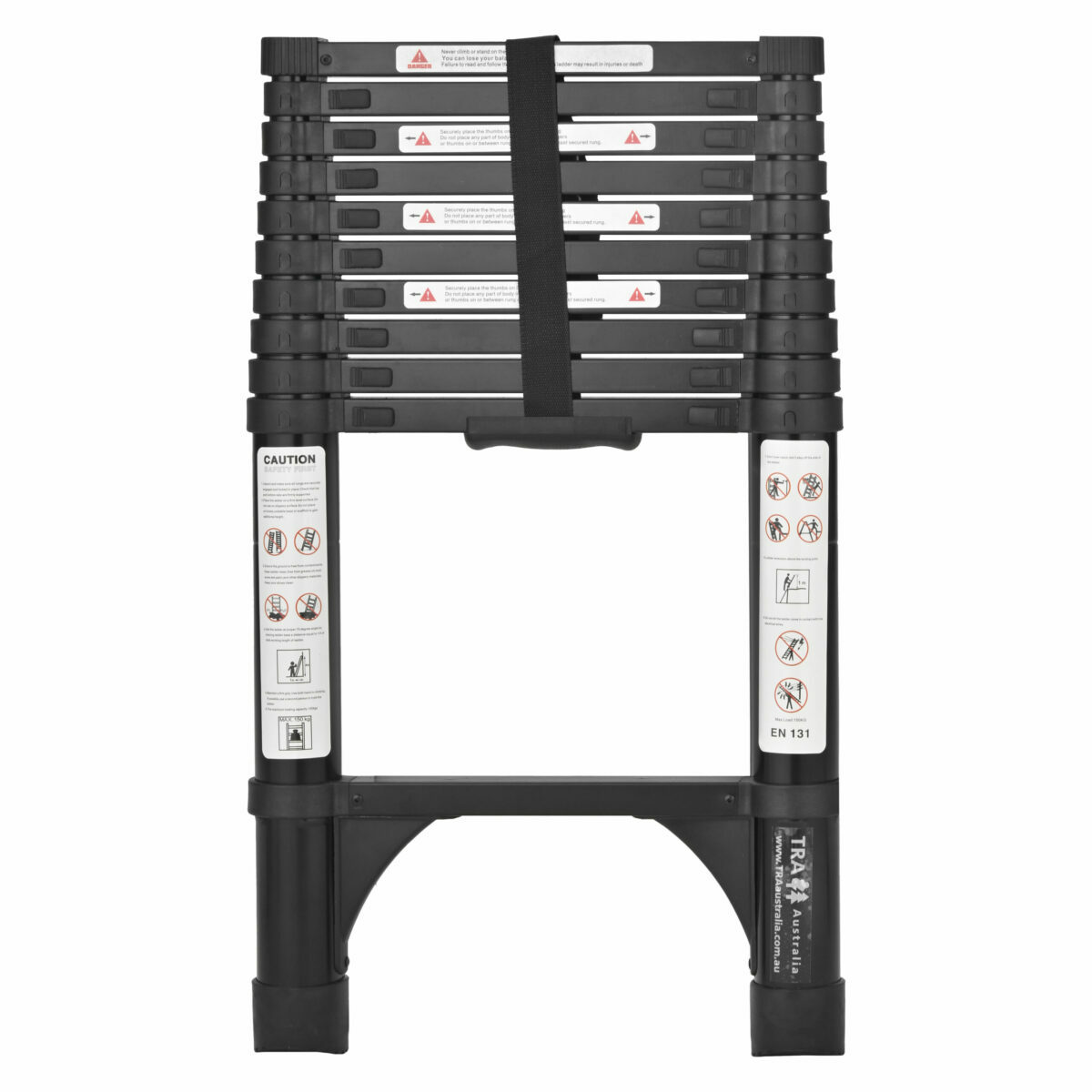 Black 3.2m Portable telescopic ladder with carry bag – TRA Australia