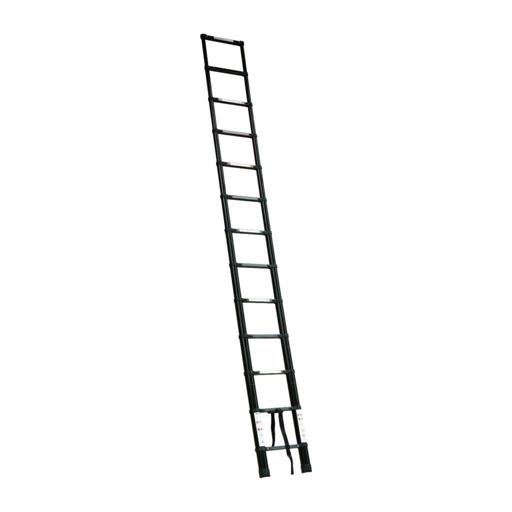 Black 3.8m portable telescopic ladder with carry bag – TRA Australia
