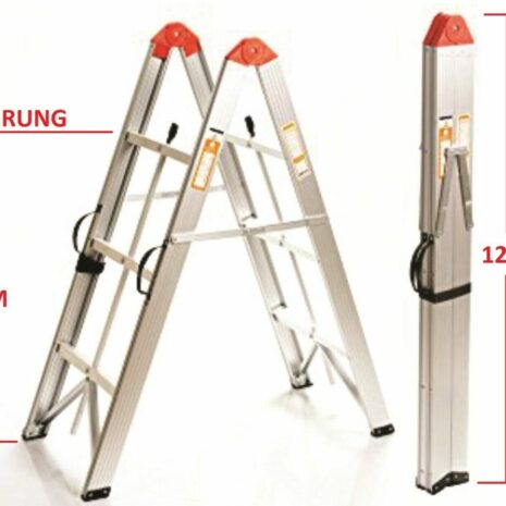 3 Step Aluminium Collapsible Box Stick Ladder w Carry Bag