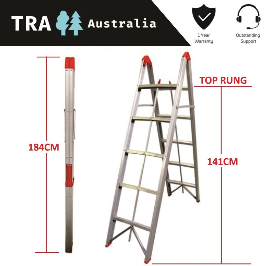 5 step aluminium collapsible box stick ladder with carry bag – TRA ...