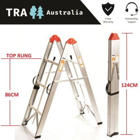 3 step aluminium collapsible box stick ladder with carry bag – TRA ...