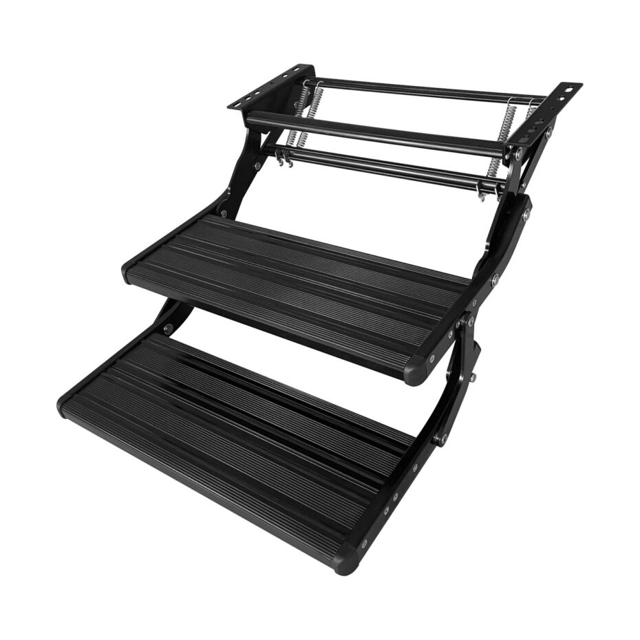 Black Double Manual LED Caravan Bolt on Light Step – TRA Australia