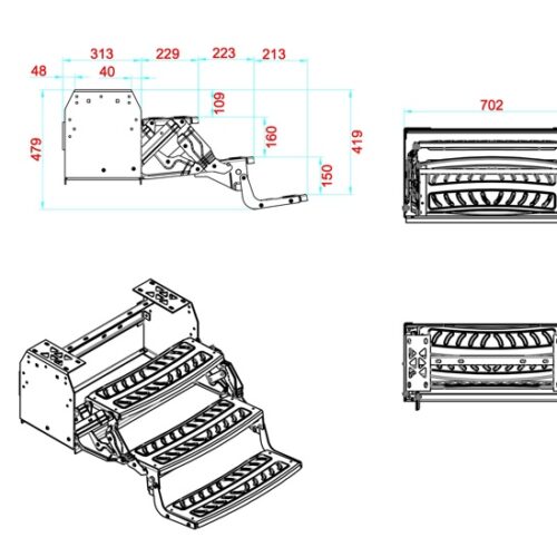 Triple Black Steel Caravan Step with Aluminium Tread – TRA Australia