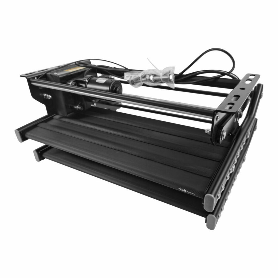 Black Double 12v Electric Caravan Step with LED Light – TRA Australia